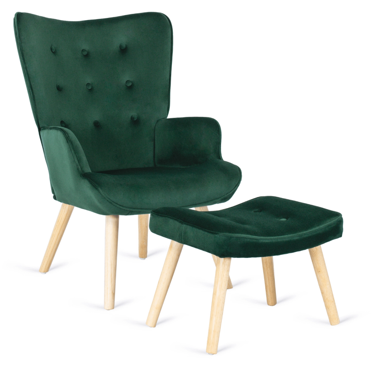 Купить Кресло с подставкой для ног MEBEL ELITE LOZANO Velvet Зеленый ᐈ ...
